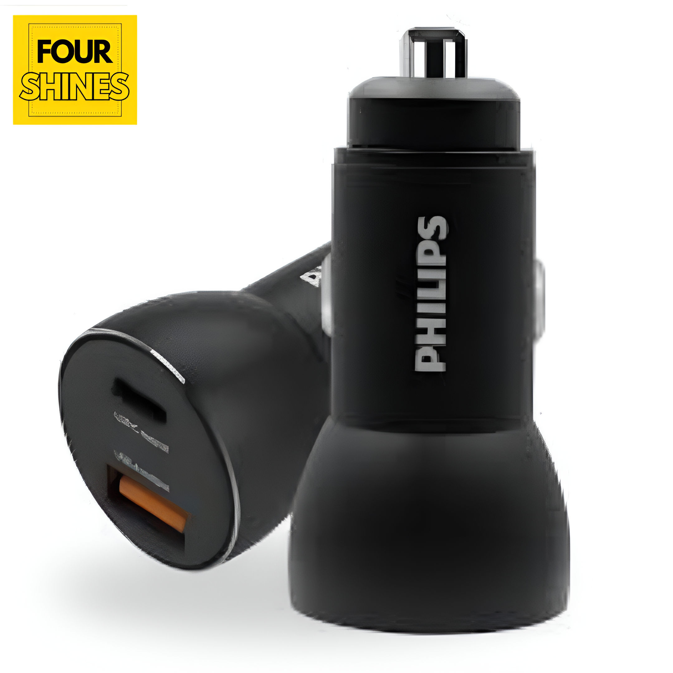 Philips 65W Car Charger - Dual USB-C & USB-A with Voltmeter | Four Shines